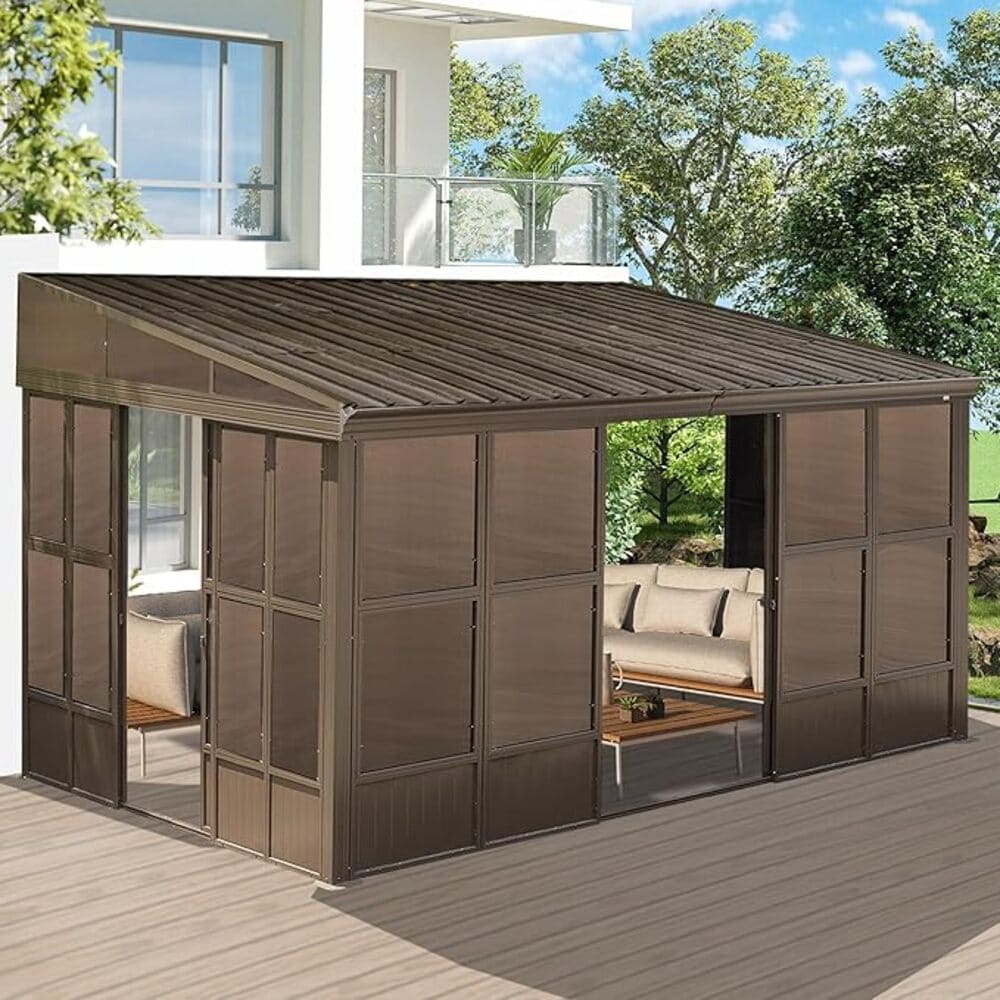 Wall-Mounted Sunroom Lean-To Solarium for Patio | Mondawe